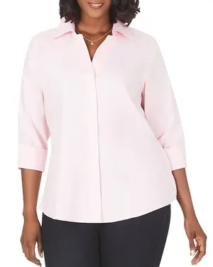 Foxcroft Taylor Blouse Chambray Pink