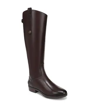 Sam Edelman Penny Leather Riding Boots - Dark Brown
