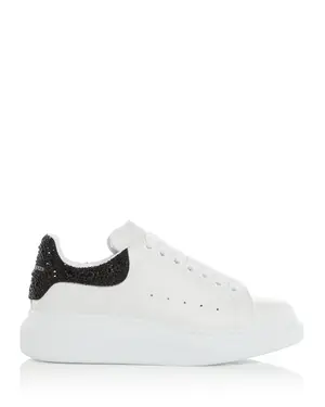 Alexander McQueen Oversized Sneakers With Crystal Embellished Heel - White/black
