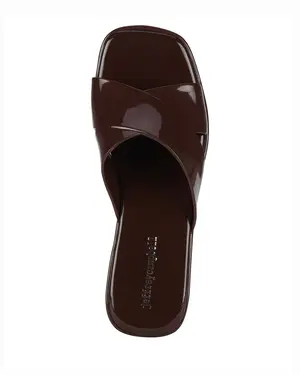 Jeffrey Campbell Platform High Heel Slide Sandals - Chocolate Shiny