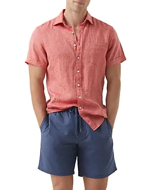 Rodd & Gunn RODD & GUNN Ellerslie Linen Textured Classic Fit Button-Up Shirt Crimson