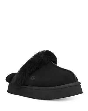UGG Disquette Slip-on Flats With Sheepskin Lining - Black