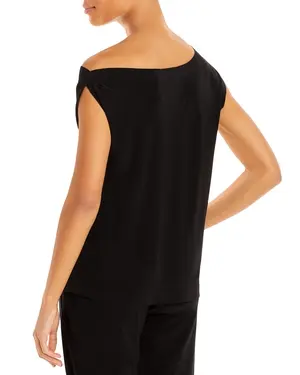Norma Kamali Drop Shoulder Asymmetric Top - Black
