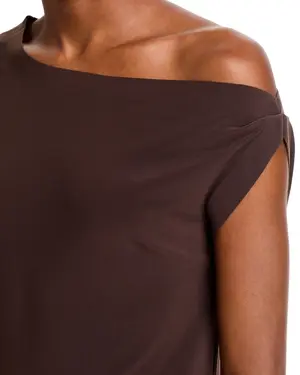 Norma Kamali Drop Shoulder Asymmetric Top - Chocolate