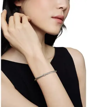 David Yurman Classic Cable Station Bracelet - White/silver