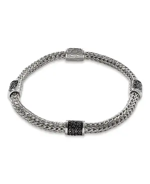 John Hardy Sterling Silver Icon Bracelet With Black Sapphires - Black/silver