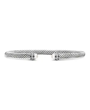 David Yurman Cable Classic Bracelet With Pearl And Diamond - Freshwater Pearl