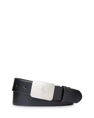 Polo Ralph Lauren Pony Plaque Leather Belt - Black