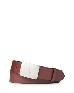 Polo Ralph Lauren Pony Plaque Leather Belt Dark Brown