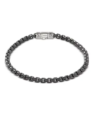 John Hardy Sterling Silver Black Box Chain Bracelet, 4mm - Silver/black