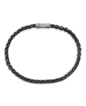 John Hardy Sterling Silver Black Box Chain Bracelet, 4mm - Silver/black