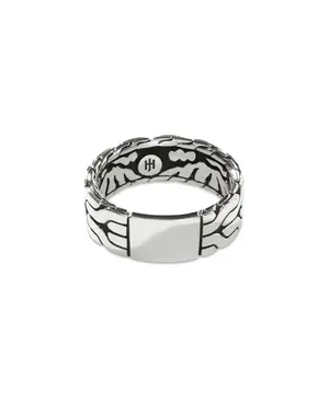 John Hardy Sterling Carved Chain Band Ring - Silver