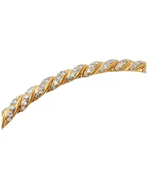 David Yurman 18k Yellow Sculpted Cable Flex Bracelet With Diamonds - Gold