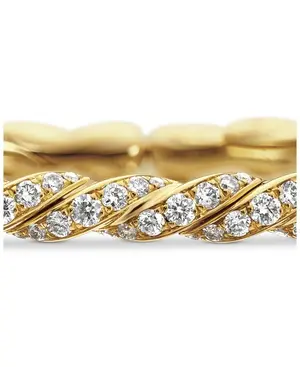 David Yurman 18k Yellow Sculpted Cable Flex Bracelet With Diamonds - Gold