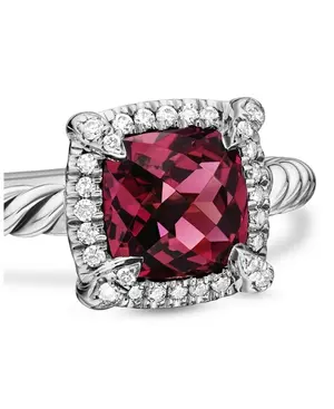 David Yurman Petite Chatelaine Ring With And Diamonds - Garnet