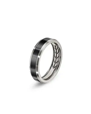 David Yurman Titanium 6mm Beveled Band - Black/gray