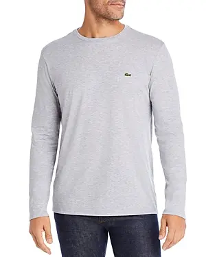 Lacoste Lacoste Long-Sleeve Pima Cotton Tee Silver Chine