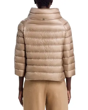 Herno Sofia Iconico Cropped Down Puffer Coat - Taupe