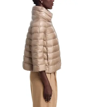 Herno Sofia Iconico Cropped Down Puffer Coat - Taupe