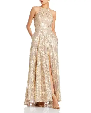 Aqua Metallic Evening Dresses