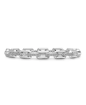 David Yurman Sterling Silver Stax Link Bracelet With Diamonds - White/silver