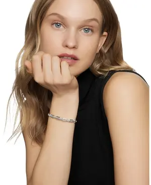 David Yurman Sterling Silver Stax Link Bracelet With Diamonds