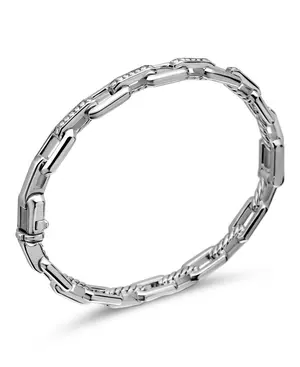 David Yurman Sterling Silver Stax Link Bracelet With Diamonds