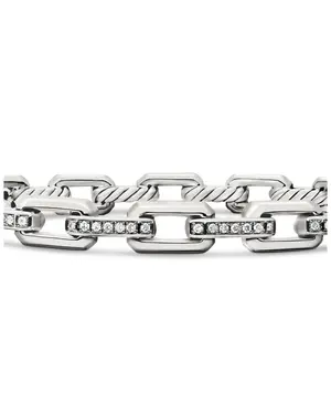 David Yurman Sterling Silver Stax Link Bracelet With Diamonds