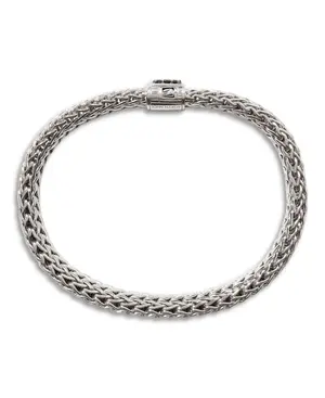 John Hardy Sterling Silver Bracelet With Black Sapphire - Black/silver