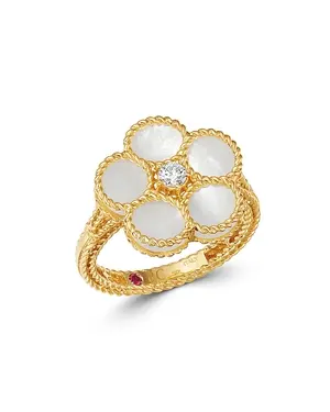 Roberto Coin 18k Yellow Gold Daisy Ring - White/gold