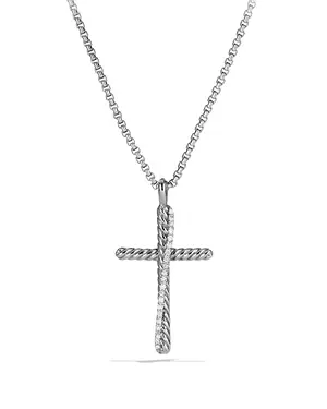 David Yurman Crossover Cross Diamond Necklace