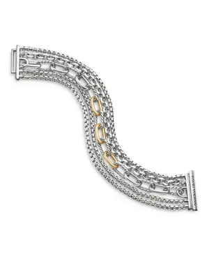 David Yurman Sterling Silver And 18k Yellow Gold Chain Bracelet - Gold/silver