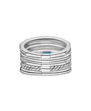 David Yurman Sterling Silver Stax Ring With Topaz And Diamonds