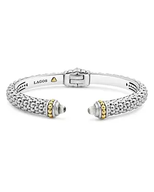 Lagos Sterling Silver & 18k Yellow Gold Rittenhouse Cuff Bracelet With White Topaz - White/silver