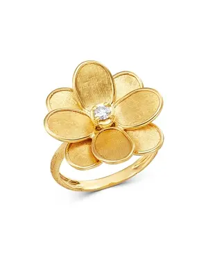 Marco Bicego 18k Yellow Gold Petali Diamond Flower Ring - White/gold