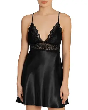 IN BLOOM BY JONQUIL Satin Charmeuse Chemise Exclusive - Black