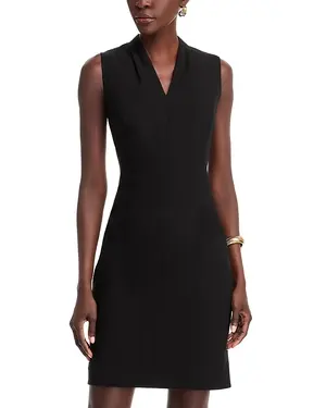 T Tahari Tonya Pleated Sleeveless V-neck Sheath Dress - Black