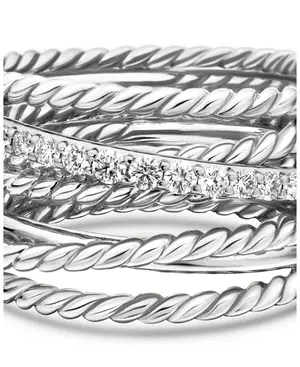 David Yurman Sterling Silver And Diamond Crossover Ring