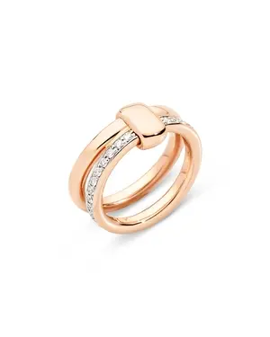 Pomellato 18k Rose Iconica Diamond Double Row Ring - Gold