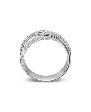 David Yurman Crossover Ring With Diamonds - Silver