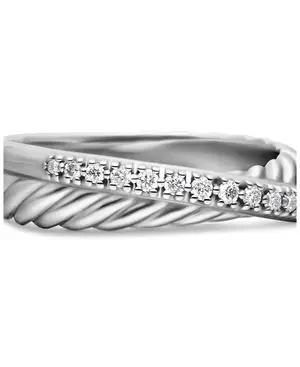 David Yurman Crossover Ring With Diamonds - Silver