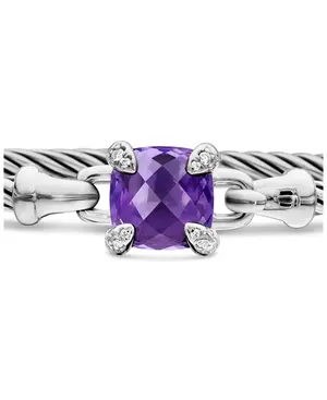 David Yurman Chatelaine Bracelet With Amethyst And Diamonds - Amethyst/silver