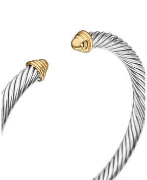 David Yurman Classic Cable Bracelet In Sterling Silver With 14k Yellow Domes, 5mm