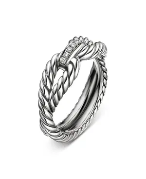 David Yurman Cable Loop Ring With Diamonds - Silver