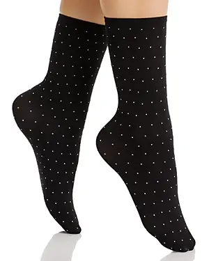 Hue Opaque Anklet Socks Black Dot