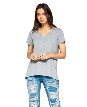 Wilt Wilt High/Low Shrunken Boyfriend Tee Grey Heather