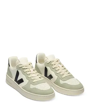 VEJA V-10 Low Top Leather Sneakers Black Clay