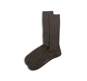 Marcoliani Cashmere Ribbed Dress Socks - Coffee