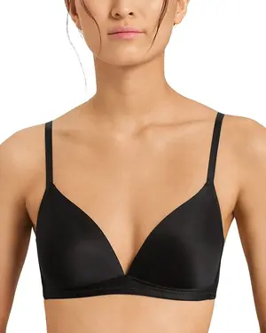 Hanro Satin Deluxe Soft Cup Wireless T-shirt Bra Black