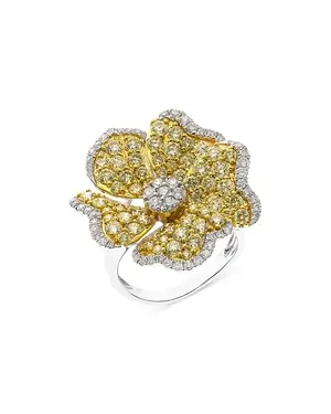 Bloomingdale'S Diamond Flower Ring In 14k Gold - White/gold